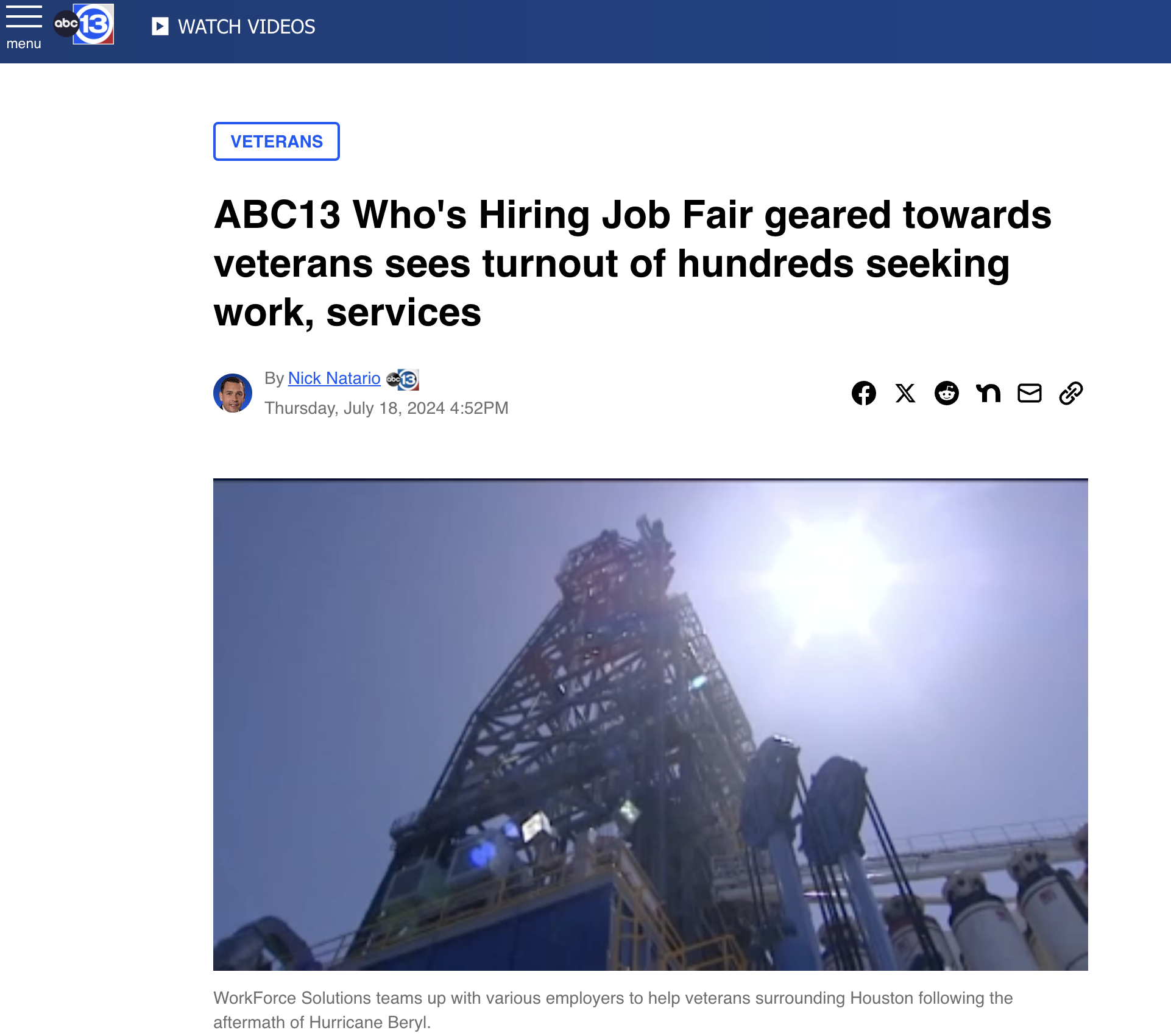 ABC13 Covers Combined Arms Workforce Solutions, DeBakey VA and many more for VetConnect Day